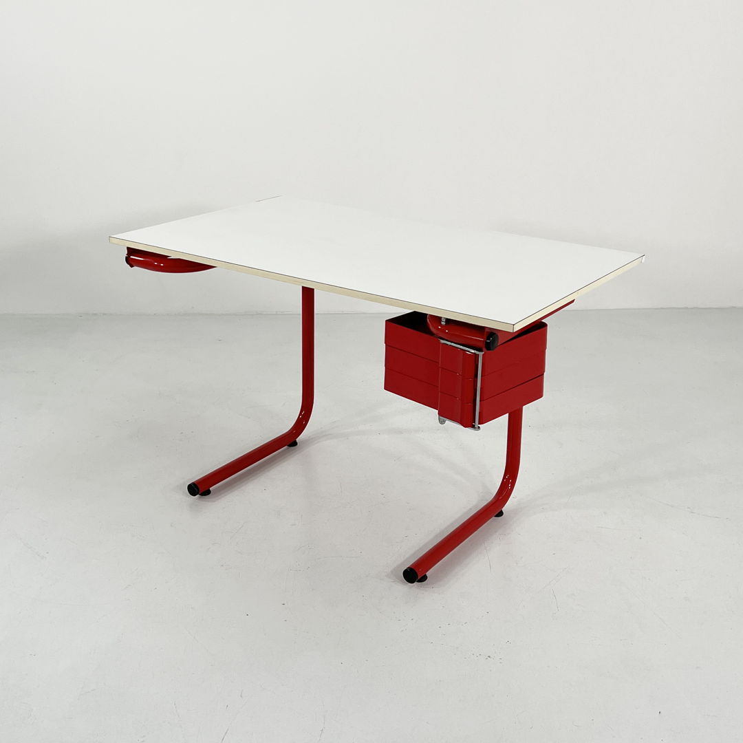 Red Drafting Table/Desk by Joe Colombo for Bieffeplast, 1970s – 모이아띠